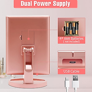 FASCINATE Lighted Makeup Mirror, Feature 21 Bright LED Lights, Dimmable Brightness, One Touch Power Switch, Multiple Magnifying Option (3x/2x/1x) Trifold LED Vanity Mirror, 180 Degrees