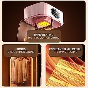 Portable Clothes Dryer, Mini Dryer Machine with Timer, Portable Dryer for Apartments Home Travel RVs, Mini Electric Laundry Dryer Machine with Dryer Bag, Two Heating Mode, Time Setting Function (Pink)