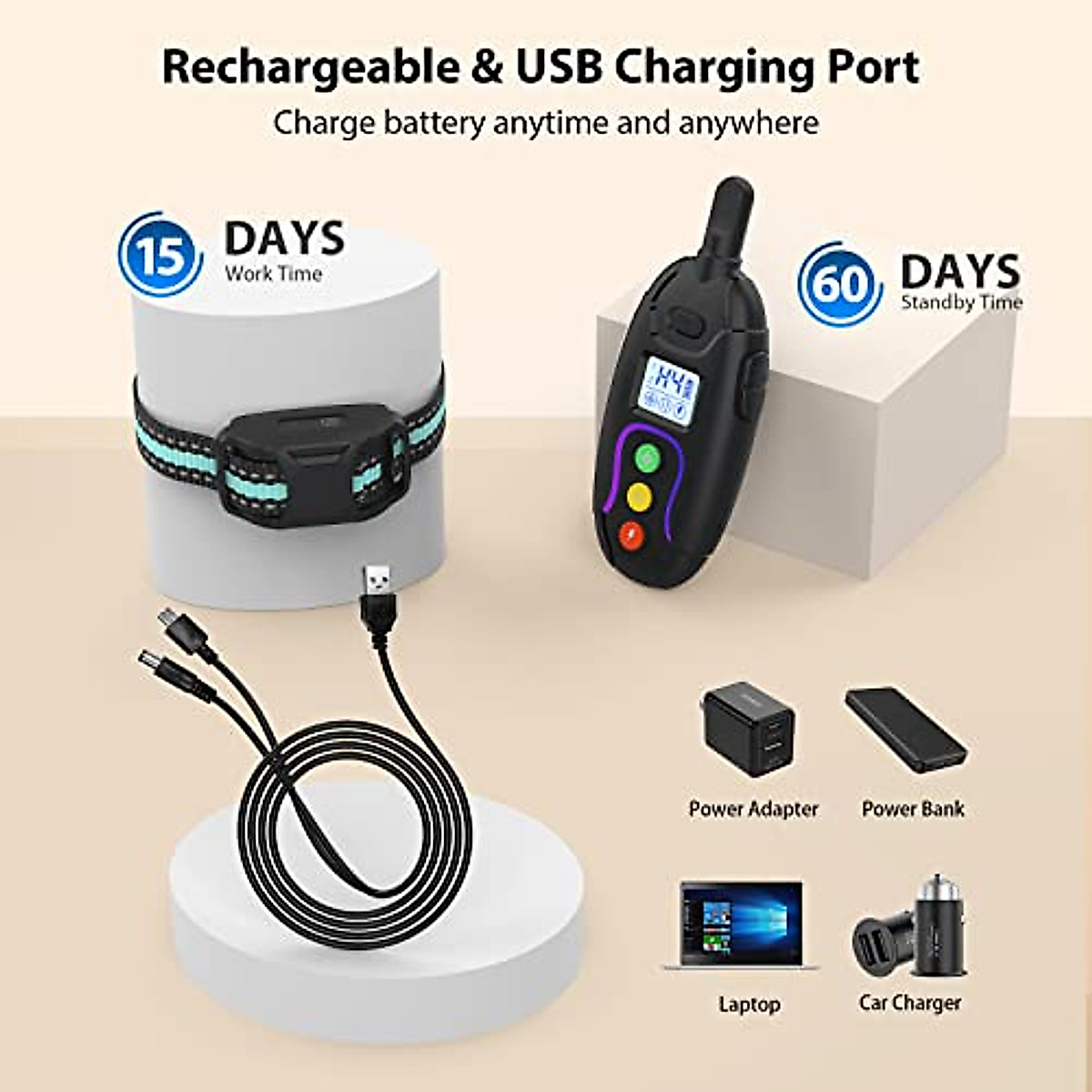 GHORA RS1 Dog Training Collar w/Remote 1200Ft Control Range, Dog Shock Collar 3 Modes, Beep, Vibration and Shock,Rechargeable Waterproof Trainer E-Collar,for Small Medium Large Dogs(8-150lbs)