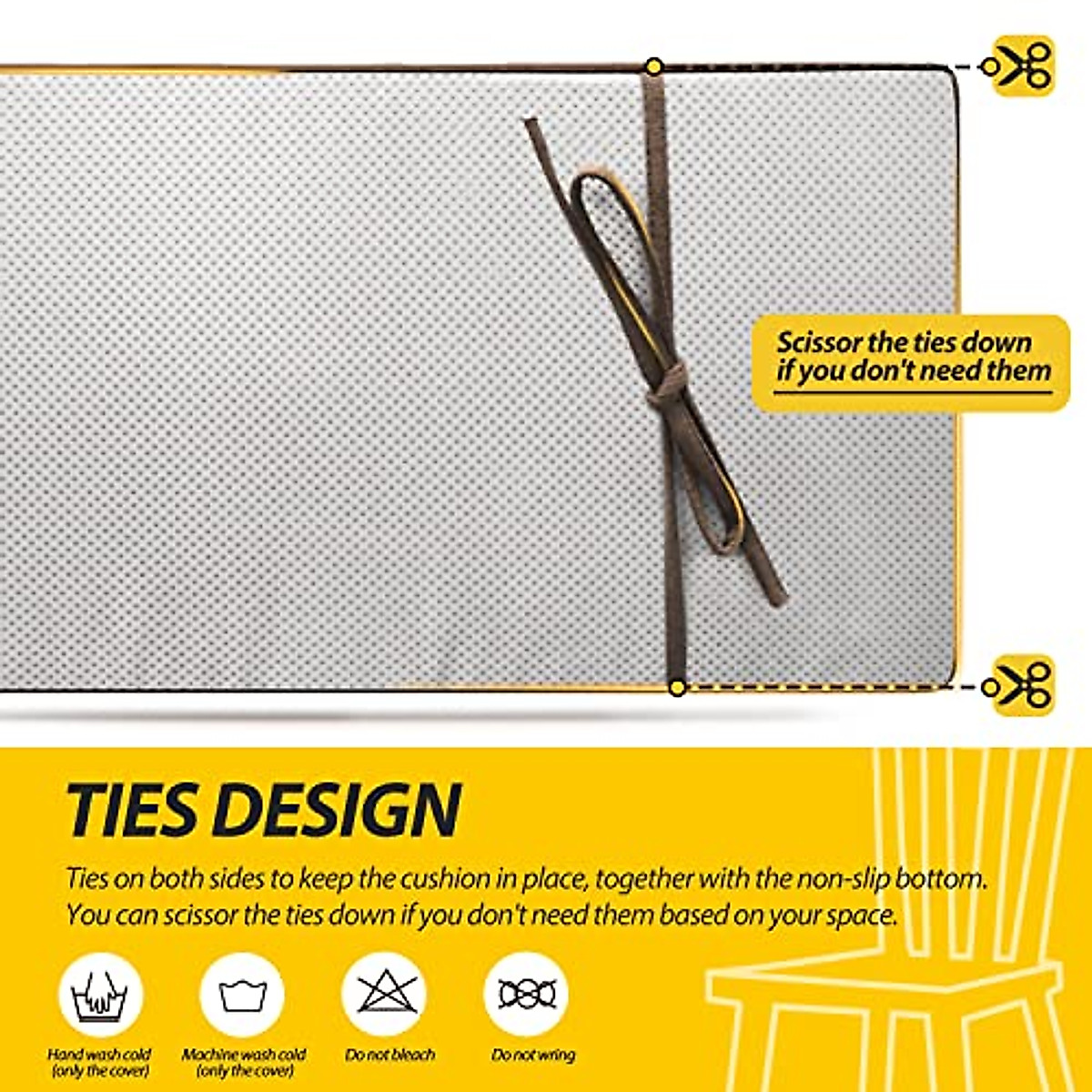 AAAAAcessories Bench Cushions for Indoor Furniture with Ties, Non-slip Bottom and Removable Cover, Indoor Seat Cushions Pads for Piano, Dining Bench and Bay Window, 36''×14''×2'', Brown