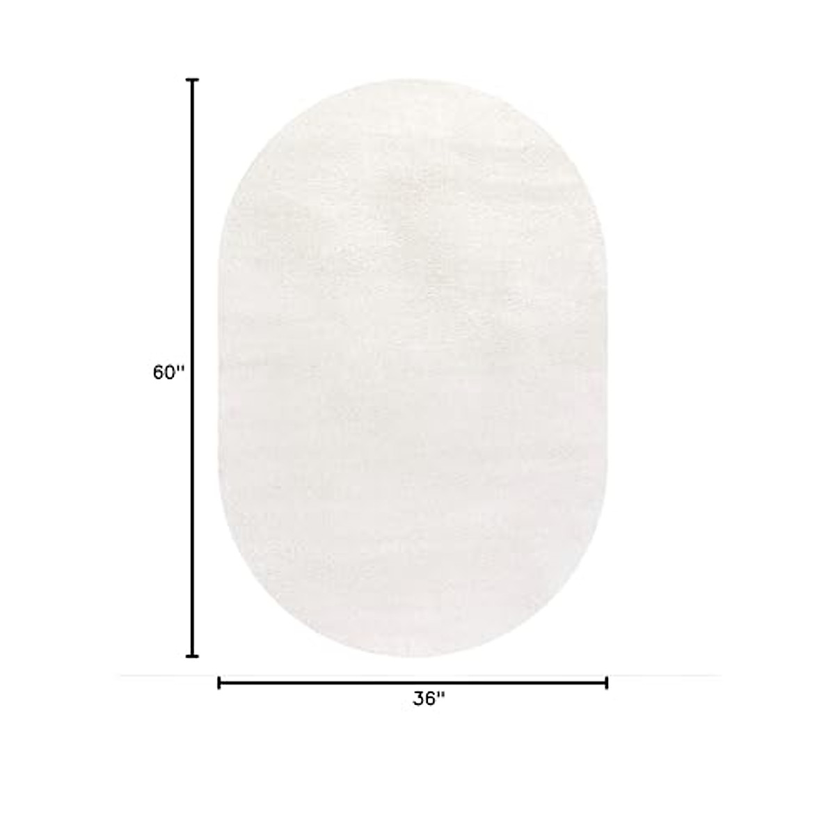 Eyely UES100T-3OV Supersoft Haze Solid Low-Pile Indoor Area Rug Casual;Contemporary;Solid;Traditional, Bedroom, Kitchen, Living Room, Easy-Cleaning, Non-Shedding, 3 X 5 Oval, Cream