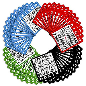 Royal Bingo Card and Chips Expansion Pack for 100 People - 100 Playing Cards, 1,000 Mixed Bulk Bingo Chips Translucent Colors