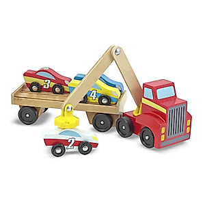 Melissa & Doug Wooden Car Loader Bundle with 1 Offical M&D Scratch Art Mini-Pad [93903]