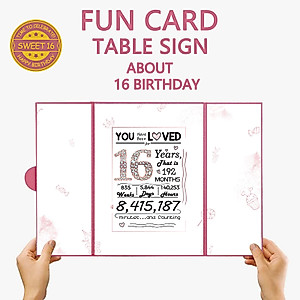 Vlipoeasn Sweet 16 Birthday Guest Book Signature Congrats Certificate Rose Gold 16th Birthday Decorations for Girl, 16th Birthday Decorations Guest Book Alternative, Sweet 16 Birthday Gifts for Girls