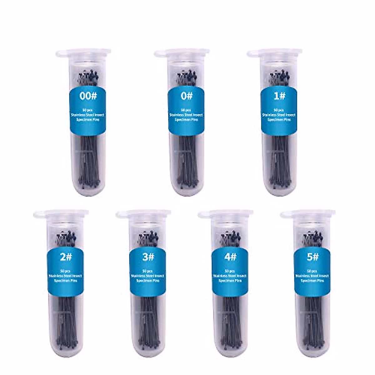 Fpxnb 350 Pcs Stainless Steel Insect Pins in 7 Sizes, Specimen Entomology Pins and Butterfly Collections Needle for School Lab Butterfly Collectors with Vials & Labels