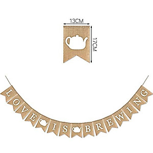 SWYOUN Burlap Love is Brewing Banner Tea Coffee Themed Bar Bridal Shower Supplies Wedding Engagement Party Garland Decoration