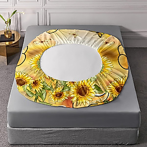 QOOMO Cartoon Axolotl Soft Microfiber Bed Sheets Sunflower Kids Sheets Set Kawaii Animal Super Soft Kids Bedding Set Breathable Room Decoration Queen Size 1 Fitted Sheet, 1 Flat Sheet, 2 Pillow Cases