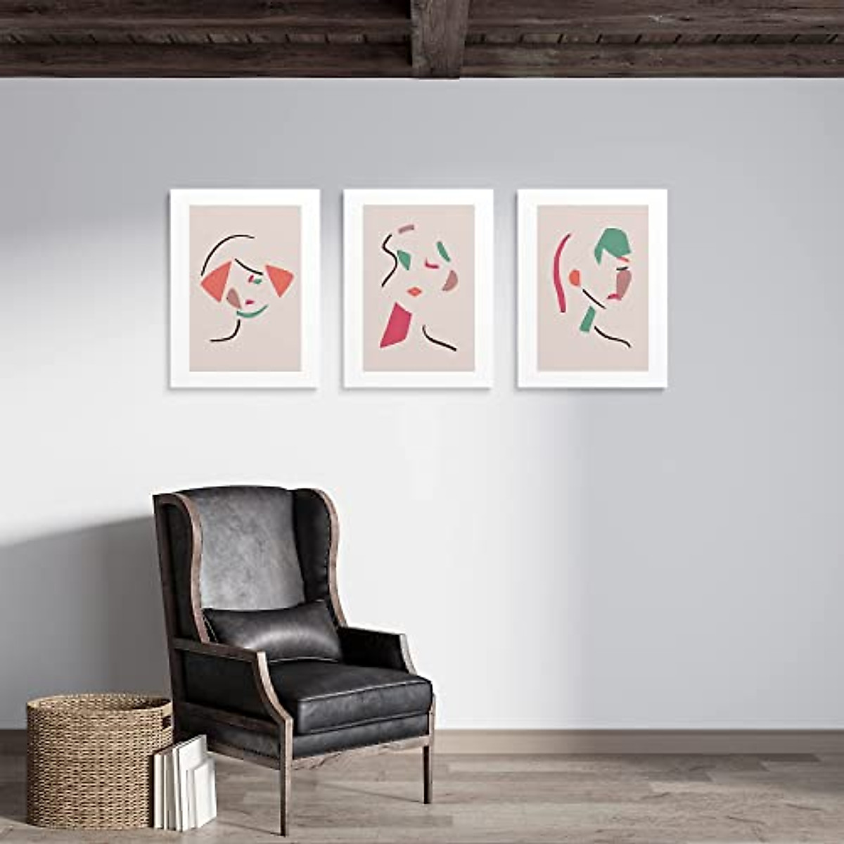 Canvas Wall Art Set, Minimalism Abstract Oil Painting Photo Modern Posters Prints for Home Wall Decor (Abstract31-3pcs,12×16inch-Black Frame)