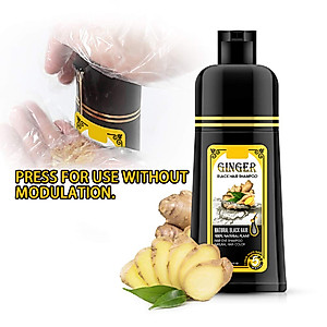 Ginger Black Semi-Permanent Hair Dye Shampoo, Instant 30-Day Color Matter, Completes in 5 Minutes - 500ml (Ginger Fragrance)