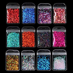 zuarfy Alphabet Holographic Letters Chunky Resin Fillers DIY Nail Art Resin Supplies Epoxy Resin Fillers for DIY Mixed Sequins