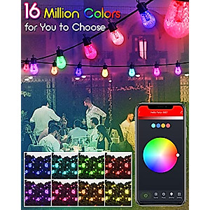 Solar Patio Lights Outdoor Waterproof, 48 FT Solar String Lights Dimmable, Timer, APP&Remote, String Lights for Outside Solar Powered Outdoor Solar String Lights for Yard, Backyard, Garden Decor