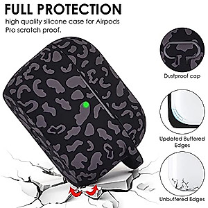 Case for Airpods Pro 1st Generation, Filoto Cute Apple Airpod Pro Cover for Women Girls, Silicone Case for Air Pod Pro Wireless Charging Case with Bracelet Keychain Accessories (Dark Leopard)