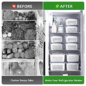 TFMODBFA 5 PCS Fruit Storage Containers for Fridge,Produce Storage Saver Containers with Removable Drain Colander&Airtight Lid, Food Grade Freezer Seal, Keeps Fruit Fresh for Long Time