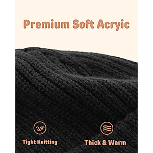 Baby Beanie Fleece Lined Toddler Winter Hat with Ear Flaps Little Girls Boys Warm Hats Cute Beanies for Kids Black