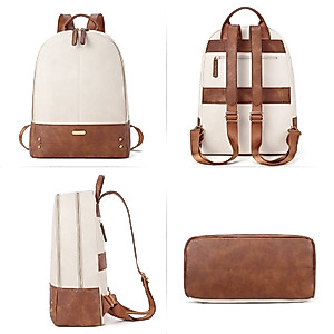 CLUCI Leather Laptop Backpack for Women 15.6 inch Computer Bag Travel Business Daypack Stone Pattern Black