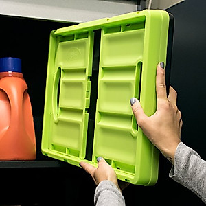 CleverMade 32L Collapsible Storage Bins - Folding Plastic Stackable Utility Crates, Solid Wall, No Lid, 3 Pack, Black
