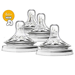 Philips Avent Natural Baby Bottle Fast Flow Nipple, 6M+, Flow 4, SCF654/43, (Pack of 4)