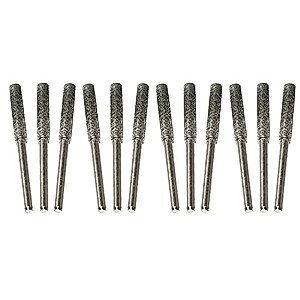 DZS ELEC Burr Grinding Stone File 12pcs 5/32inch (4mm) Electric Sure Sharp Replacement Sharpening Stone, Diamond Chainsaw Sharpener, Silver