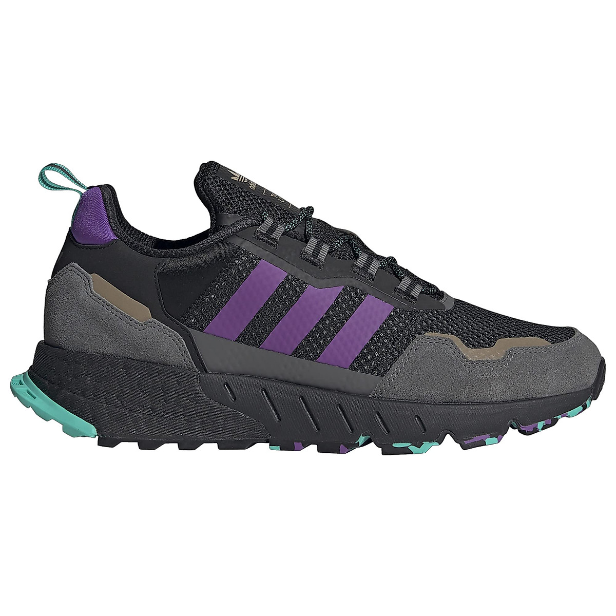 adidas Originals Men's ZX 1K Boost Sneaker Shoes, Core Black/Accent Purple/Mint, 10.5