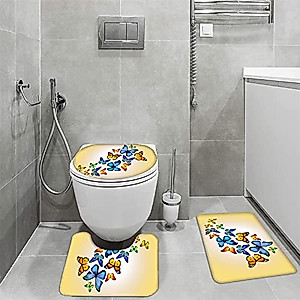 Annkoifu Shower Curtain Set, Butterfly Bathroom Accessories, 4 Piece Bathroom Decor Sets with Rugs and Waterproof Shower Curtains, 12 Hooks, Abstract