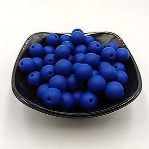 50pcs Sapphire Color Silicone Round Beads Sensory 15mm Silicone Pearl Bead Bulk Mom Necklace DIY Jewelry Making Decoration