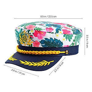 Admiral Captain Hats Pink Flower Sailor Costume Cap Adjustable Hat Marine Cap Hat for Women Men