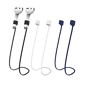 Magnetic Anti-Lost Straps for AirPods, Soft Silicone Sports Lanyard, Neck Rope Cord -(3-Pack) Wireless Headphones Anti-Lost Rope (Black White Blue)