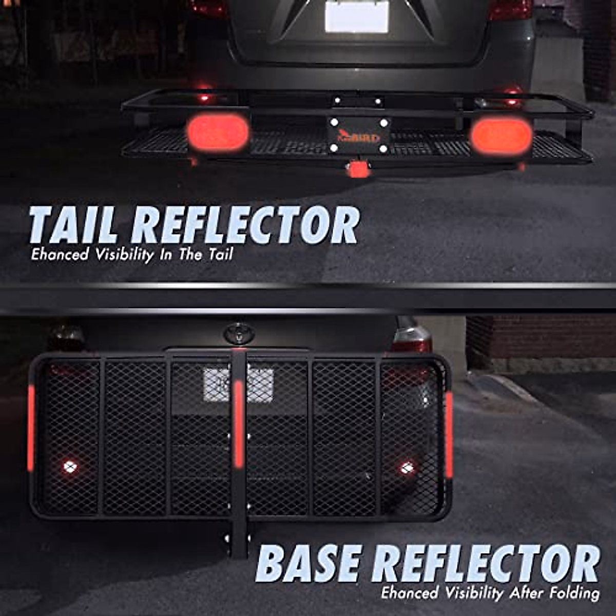 KING BIRD Folding Hitch Cargo Carrier 60x24x6 with 18 Cuft Waterproof Bag & Hitch Stabilizer& Ratchet Straps Fits to 2'' Receiver,550LBS Capacity Cargo Basket | Trailer Tow Hitch Cargo Carrier