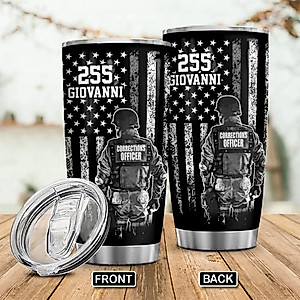 Wassmin Personalized Correctional Officer Gifts For Men Correction American Flag Tumbler 20oz 30oz Insulated Coffee Travel Mug Cup