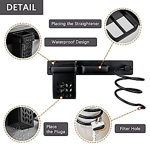 Hair Dryer Holder Wall Mounted, Blow Dryer Rack Holder, Bathroom Bedroom Hair Styling Beauty Care Tools Organizer Storage Basket for Flat Iron, Curling Wand, Hair Straightener (Black)
