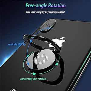 Thinnest Cell Phone Ring Holder Kickstand for iPhone & Samsung Galaxy, 360 Degree Rotation Finger Ring Stand Phone Grip for Magnetic Car Mount - Black