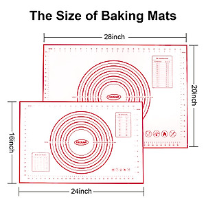 FUKOEANX Silicone Baking Mat Extra Thickness Pastry Mat Dough Rolling Mat Kneading Board Non-Slip with Measurement 20 x 28 Inches