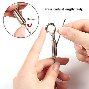 SIDENUO 2Pcs Adjustable Picture Hanging Wire Kit,Heavy Duty Stainless Steel Wire Rope 2m x 1.5mm for Hanging Mirrors,Frame,Lamps,Billboards,Basket Flowerpot - Holds Up to 66lbs(30kg)