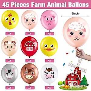 Censen 45 Pcs Animal Balloons 12 Inch Animal Latex Balloons Party Decoration for Kids Birthday Party Baby Shower Indoor Outdoor Decor (Multi Colors,Farm Animal)