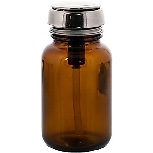 MENDA 35315 Amber Glass Dispensing Bottle with Stainless Steel One-Touch Pump, 4oz Capacity