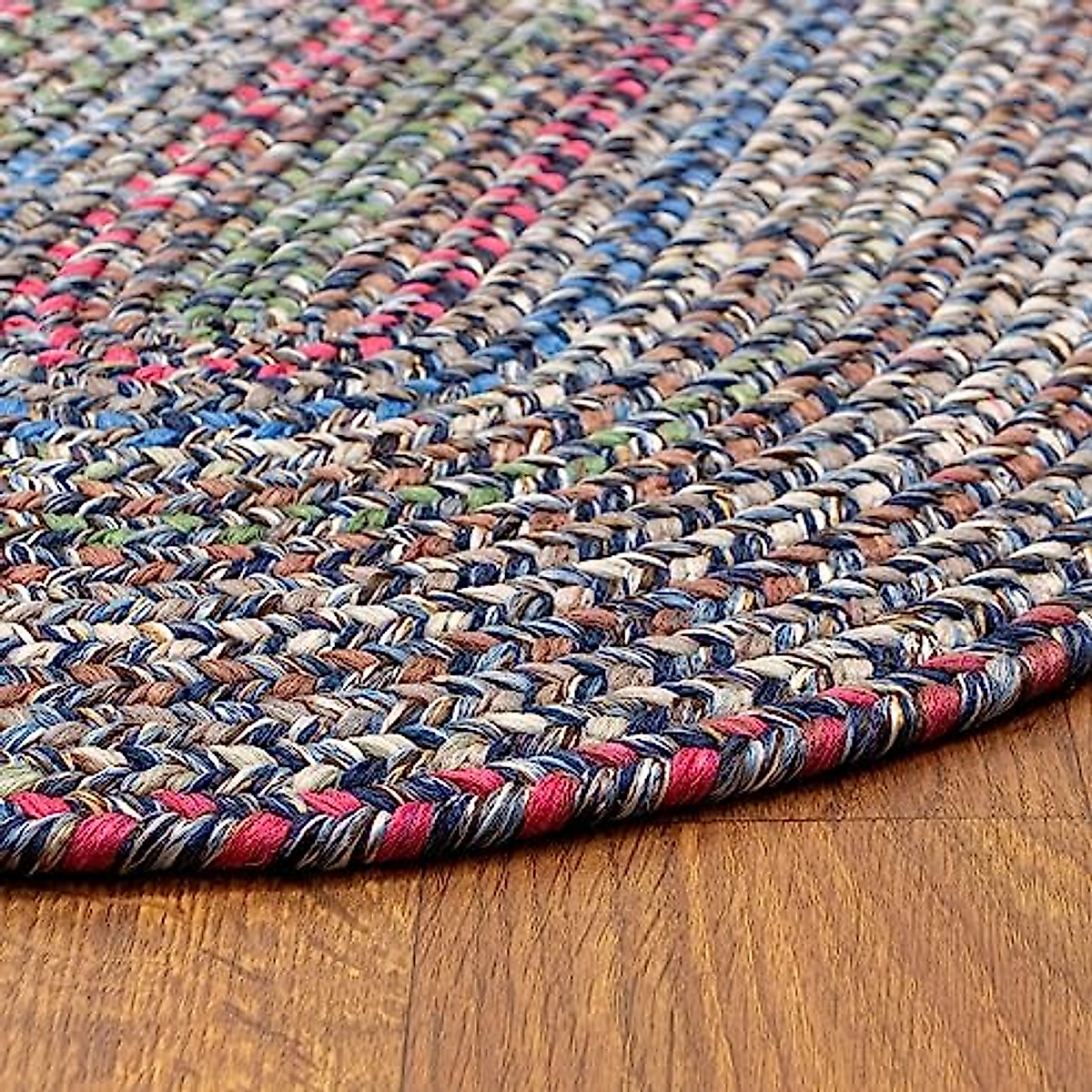 Super Area Rugs Portsmouth Braided Indoor/Outdoor Reversible Braided Rug - Made in USA - Blue Mix 4' X 6' Oval