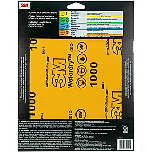3M Wetordry Sandpaper, 32021, 1000 grit, 9 in x 11 in, 5 Sheets Per Pack
