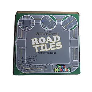 Vinyl Card Road Tiles Paper Road City Town Play Custom Driving Road and Parking Lot for 1/64 Ho Scale Car Track Builder for Kids Best Birthday Gifts Toys Boys Girls Ages 3+ Size of each Tile 12x 12 in