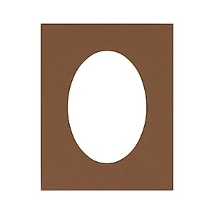 CountryArtHouse Aged Oak Brown Acid Free 8x10 Oval Picture Frame Mat with White Core Bevel Cut for 5.5x8.5 Pictures - Fits 8x10 Frame - Pack of 1 Matboard