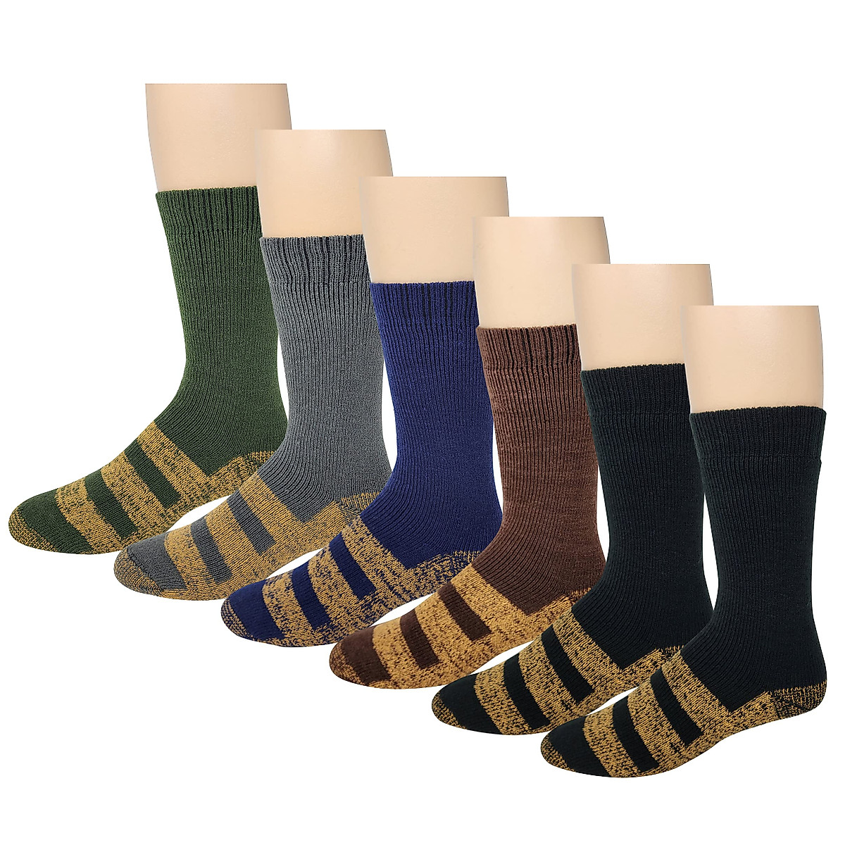 6 pairs Packs Thermal Lodge Socks for Men and Women, Heated Winter Non-Skid Boot Socks, Insulated for Cold (as1, numeric, numeric_10, numeric_13, regular, regular, Assorted Copper, 10-13)