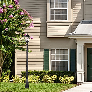 GOALPLUS 24" Aluminum Outdoor Post Light with 3" Fitter Base for Post Pole Mount, 2 Pack Black Exterior Pole Lantern Lights with Seeded Glass, Large Outside Post Lamp for Yard Garden