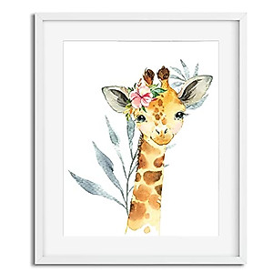 Safari Nursery Girl - Safari Animal Pictures Wall Art - Baby Room Animal Prints - Jungle Babies Wall Decor - Little Girls Room Wall Decor - 8x10 - UNFRAMED (Safari Girls 6)