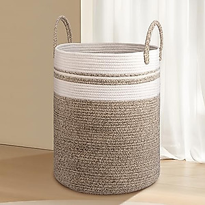 Wekin Rope Laundry Hamper Basket, 58L Tall Nursery Hamper for Blanket Storage, Large Baby Clothes/Toy Storage,Woven Hamper for Bedroom, Living Room