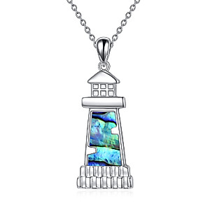 ONEFINITY Lighthouse Necklace for Women Sterling Silver Lighthouse Pendant Necklace Birthday Jewelry Gift for Lover (Abalone shell)