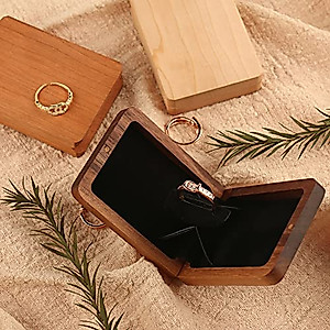 Yookin Handcrafted Wooden Rotating Ring Box Magnetic Closure Ring Storage Case Portable Ring Holder for Proposal,Engagement,Wedding (Black walnut)