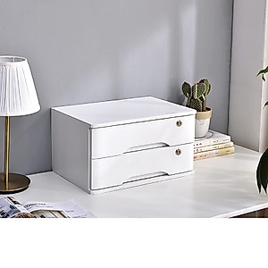 BIZOLE Solid Wood Storage Box - File Cabinet A4 Flat File Cabinet with Lock, Desktop Drawer Storage Cabinet, Wooden Storage Box, Desk Organizers with Lock (Size : 2 Layer)