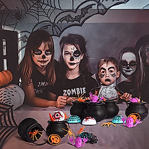 320 Pieces Halloween Game Toy Gifts 40 Pack Prefilled Cauldrons with Halloween Toy Eyeballs with Spider Rings Pumpkin Spinner Tops Halloween Toy Eyeballs Sticky Hands for Halloween Party Favors