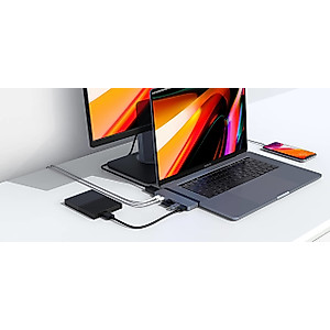 Hyper - HyperDrive Duo 7-in-2 Hub - USB-C for MacBook Pro/Air - HDMI 4K60Hz HDR, USB-C 40Gbps 100W PD, USB-C 5Gbps 60W PD, MicroSD/SD 3.0 UHS-I 104MB/s, 2 x USB-A 5Gbps - Silver