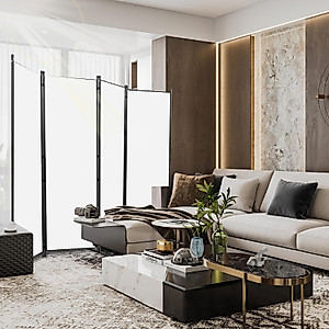 4 Panel Room Divider, Folding Privacy Screen Wall Divider for Room Separation, Freestanding Room Partitions for Home Office Dorm Decor 84”W×67”H, White