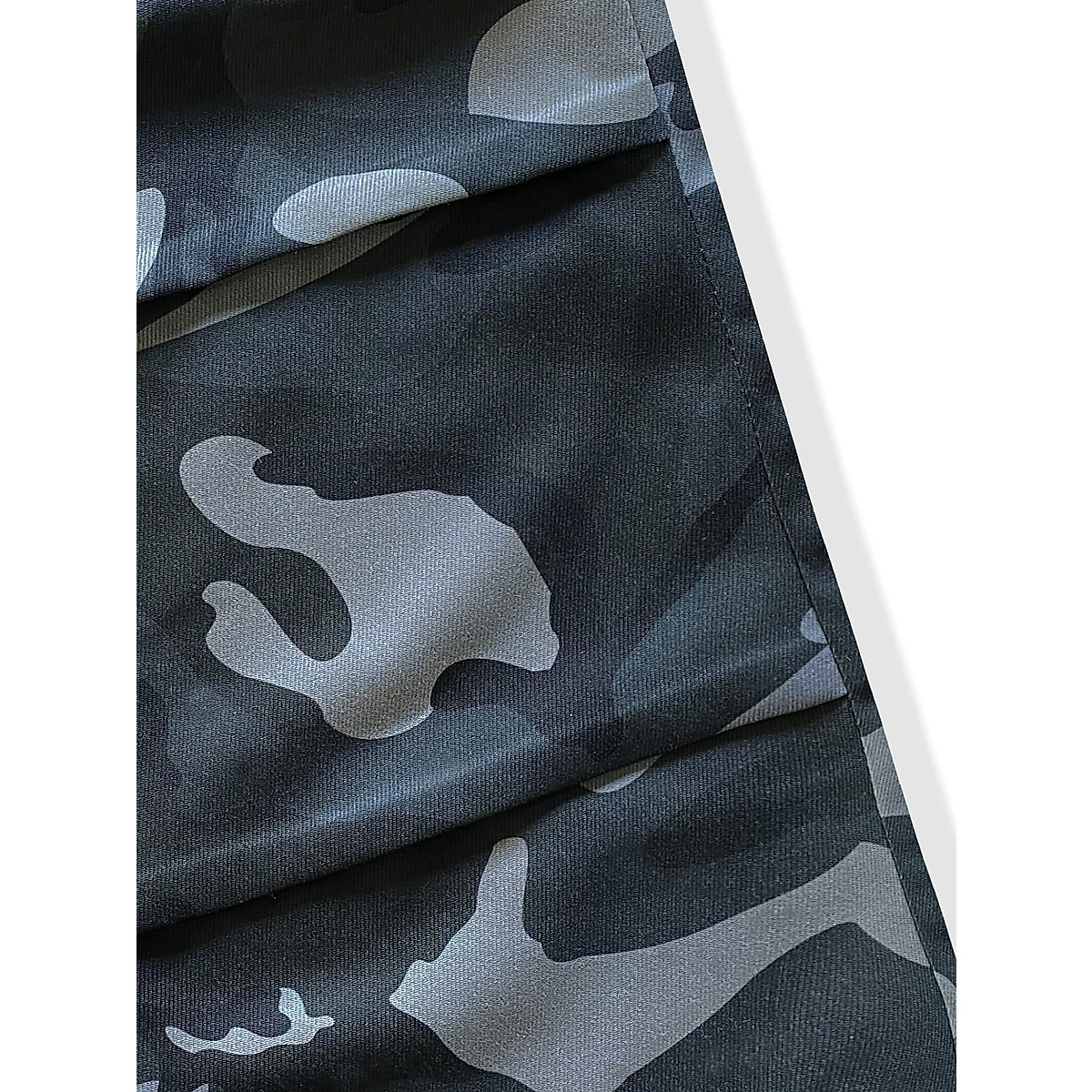 WDIRARA Men's Camo Print Drawstring Flap Pocket Side High Waist Cargo Pants Grey Camo L